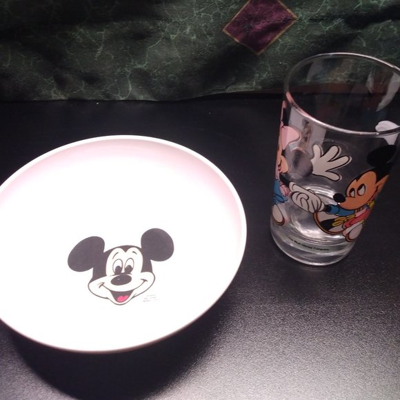 Disney | Dining | Disneys Mickey Mouse Bowl And Glass | Poshmark